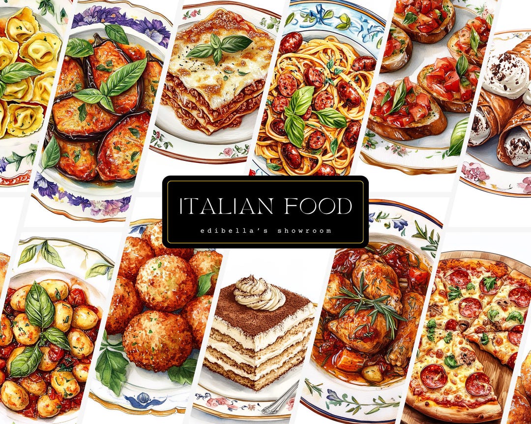 Italian Food | Set of 12 | Clipart Bundle | 300 DPI Jpegs and ...