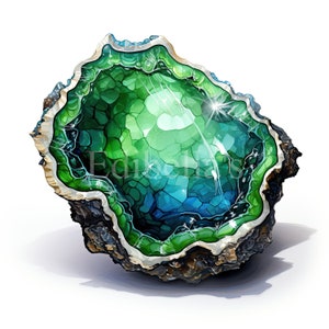 Green Geode | Set of 10 | Clipart Bundle | 300 DPI Jpegs | 300 DPI ...