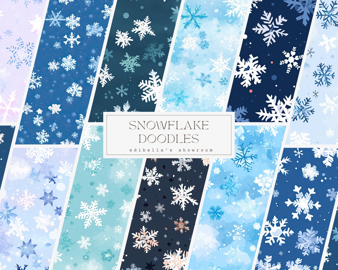 Snowflake Doodles | Set of 12 | Seamless Digital Paper Bundle | 300 DPI ...