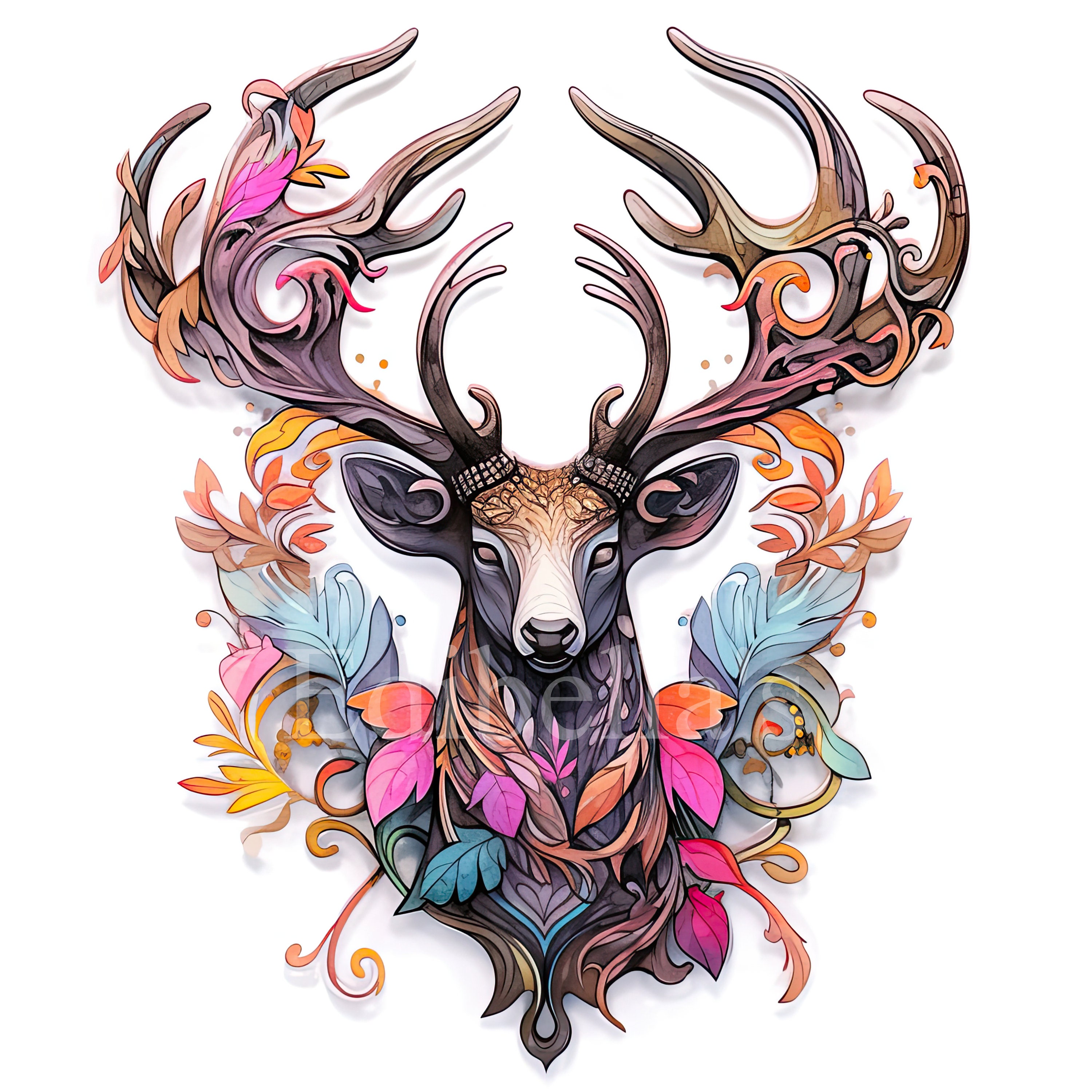 Ornate Deer | Set of 10 | Clipart Bundle | High Quality 300 Dpi Jpegs ...