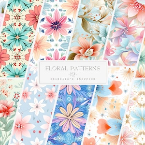 Floral Patterns 12 | Set of 12 | Seamless Digital Paper Bundle | 300 ...