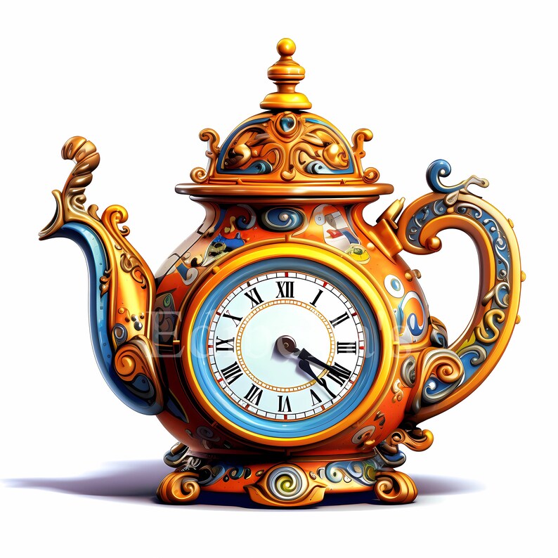 Teapot Clock Set of 10 Clipart Bundle High Quality Jpegs - Etsy