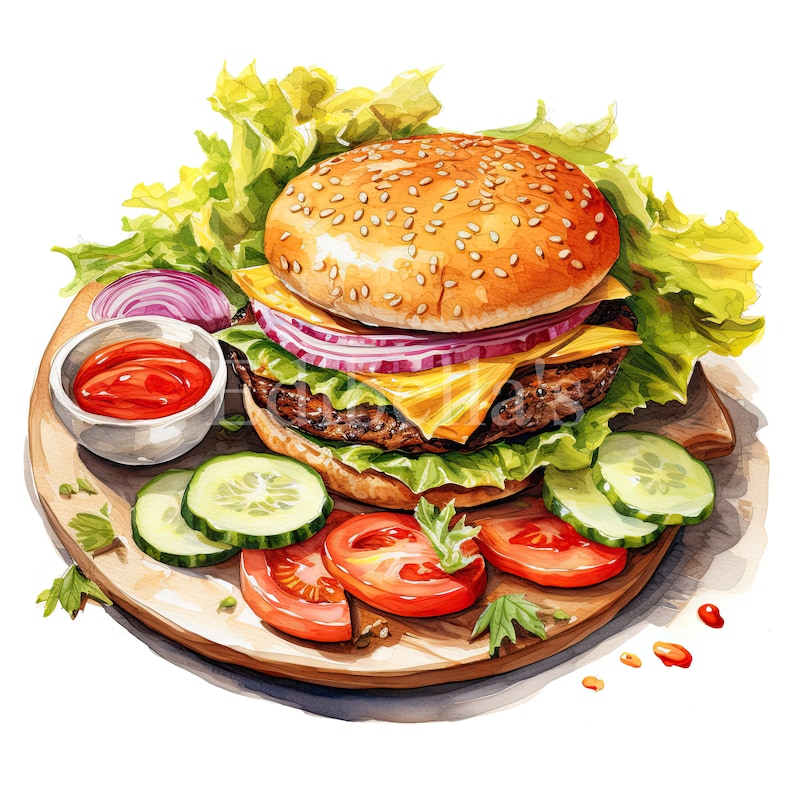 Burger Set of 10 Clipart Bundle 300 DPI High Quality - Etsy