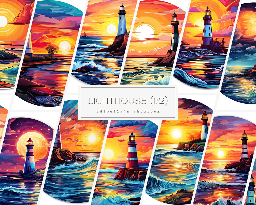 Lighthouse Set (1/2) | Set of 12 | Clipart Bundle | 300 DPI Jpegs | 300 ...