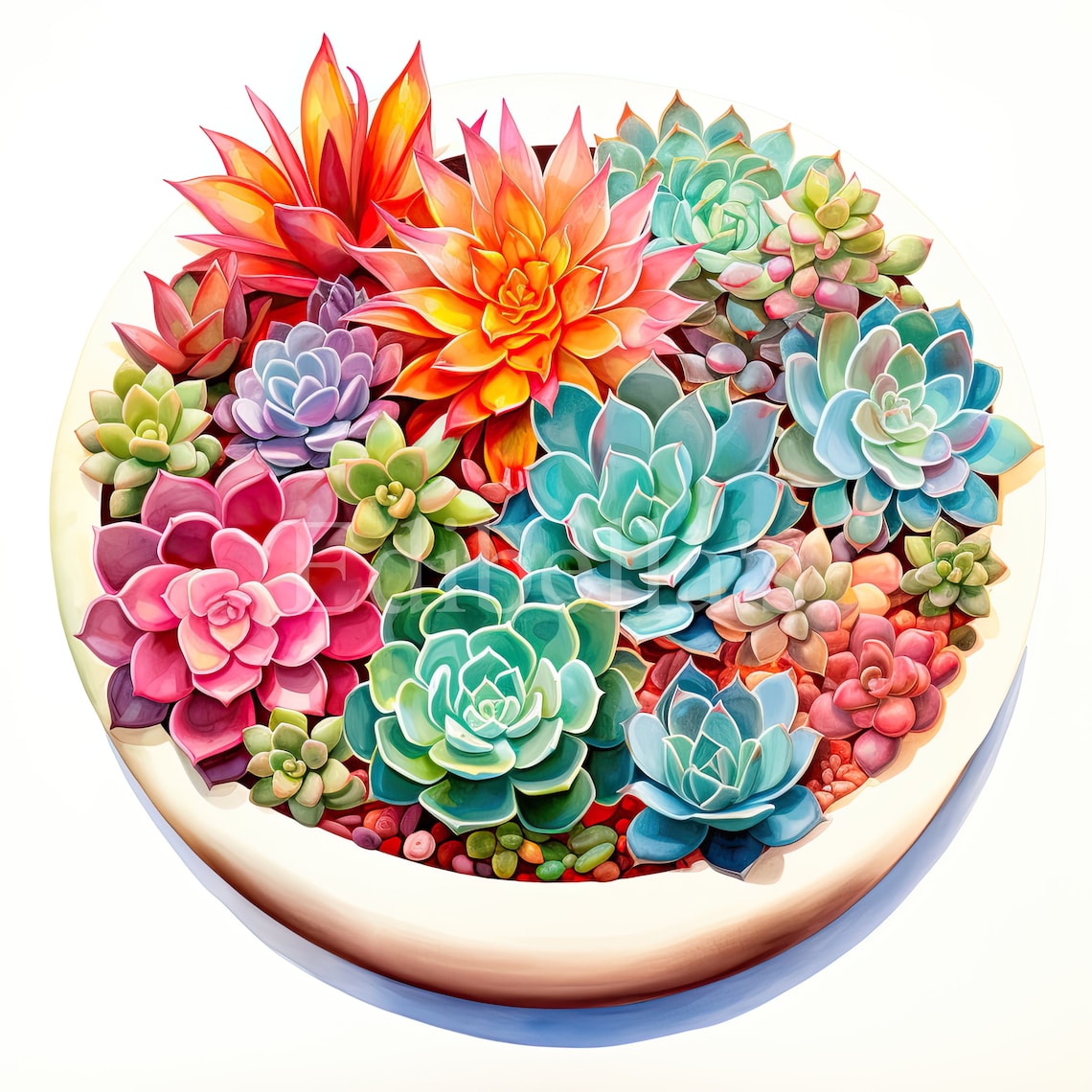 Succulent Bowl | Set of 10 | Clipart Bundle | 300 DPI Jpegs and ...