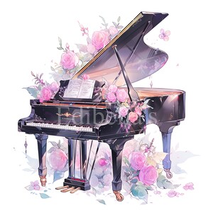 Floral Piano | Set of 10 | Clipart Bundle | High Quality Jpegs ...