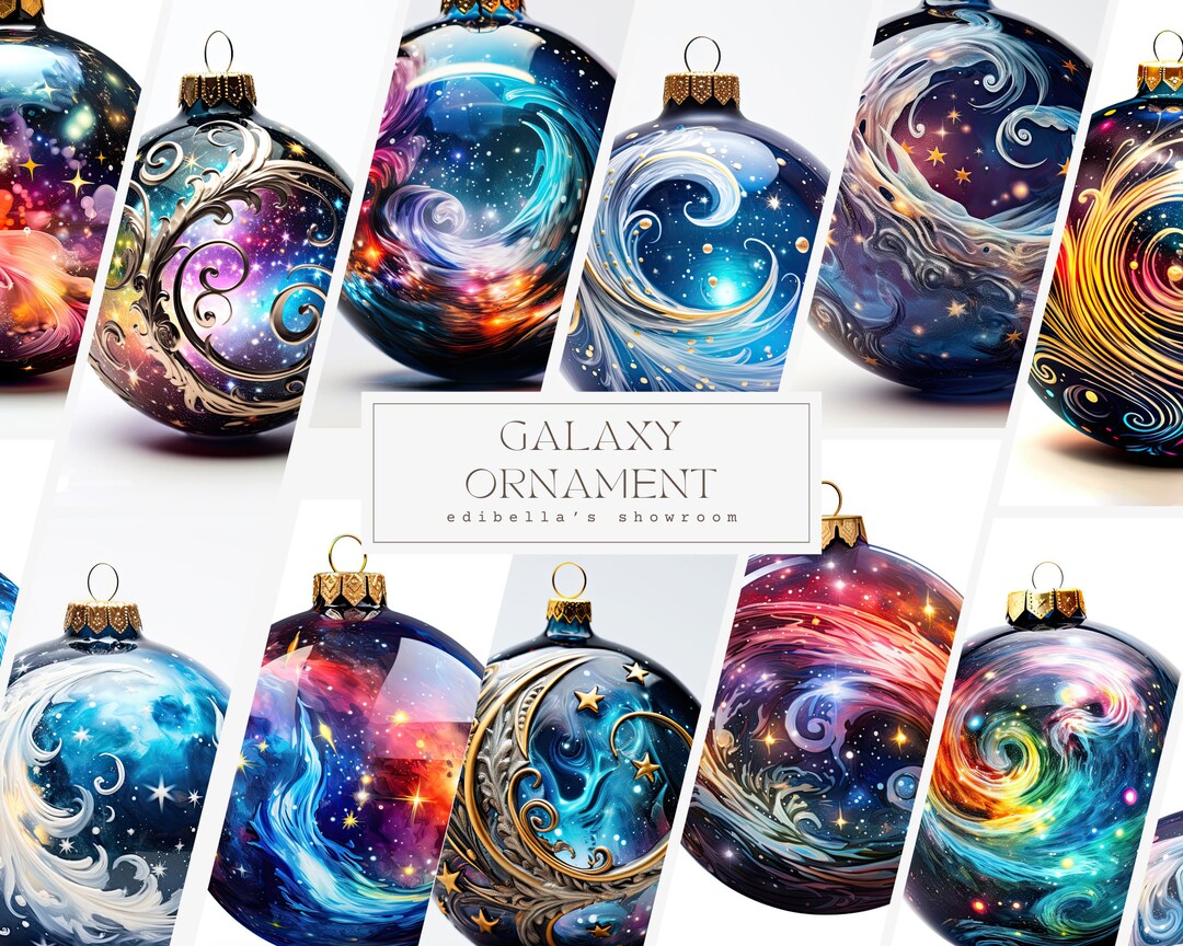 Galaxy Christmas Ornament | Set of 12 | Clipart Bundle | 300 DPI Jpegs ...