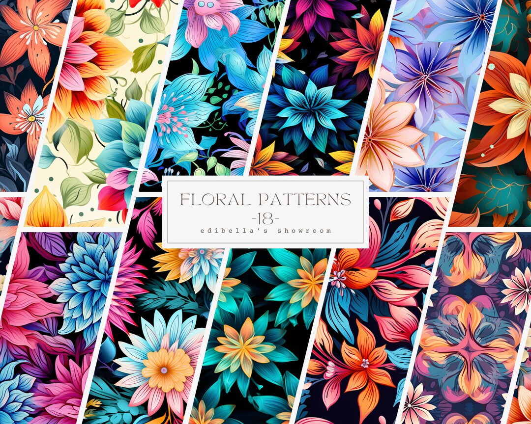 Floral Patterns 18 | Set of 12 | Seamless Digital Paper Bundle | 300 ...