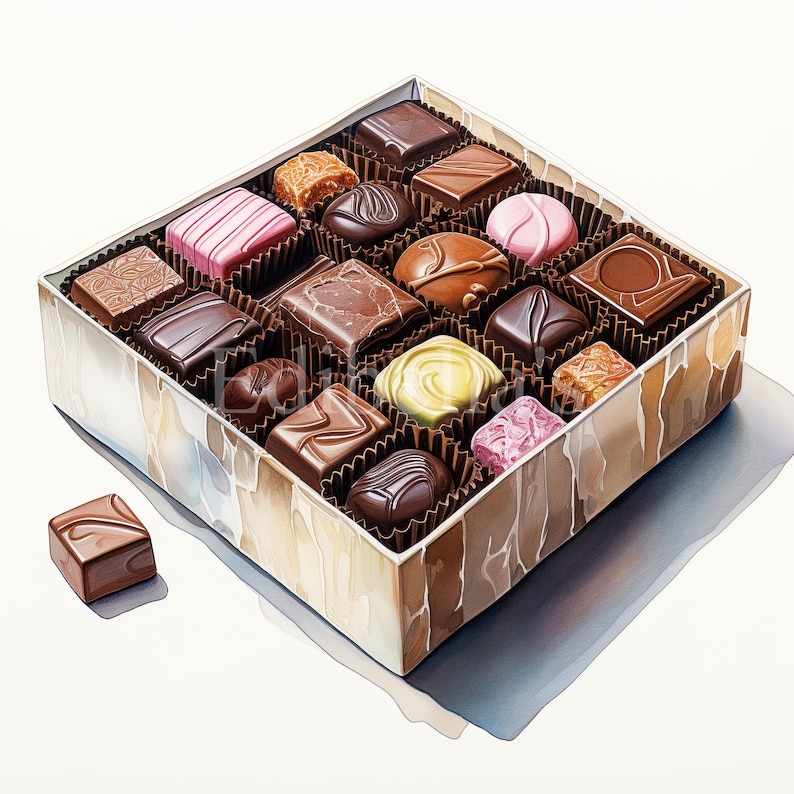 Box of Chocolate Digital Art| Set of 10 | Clipart Bundle | 300 DPI ...