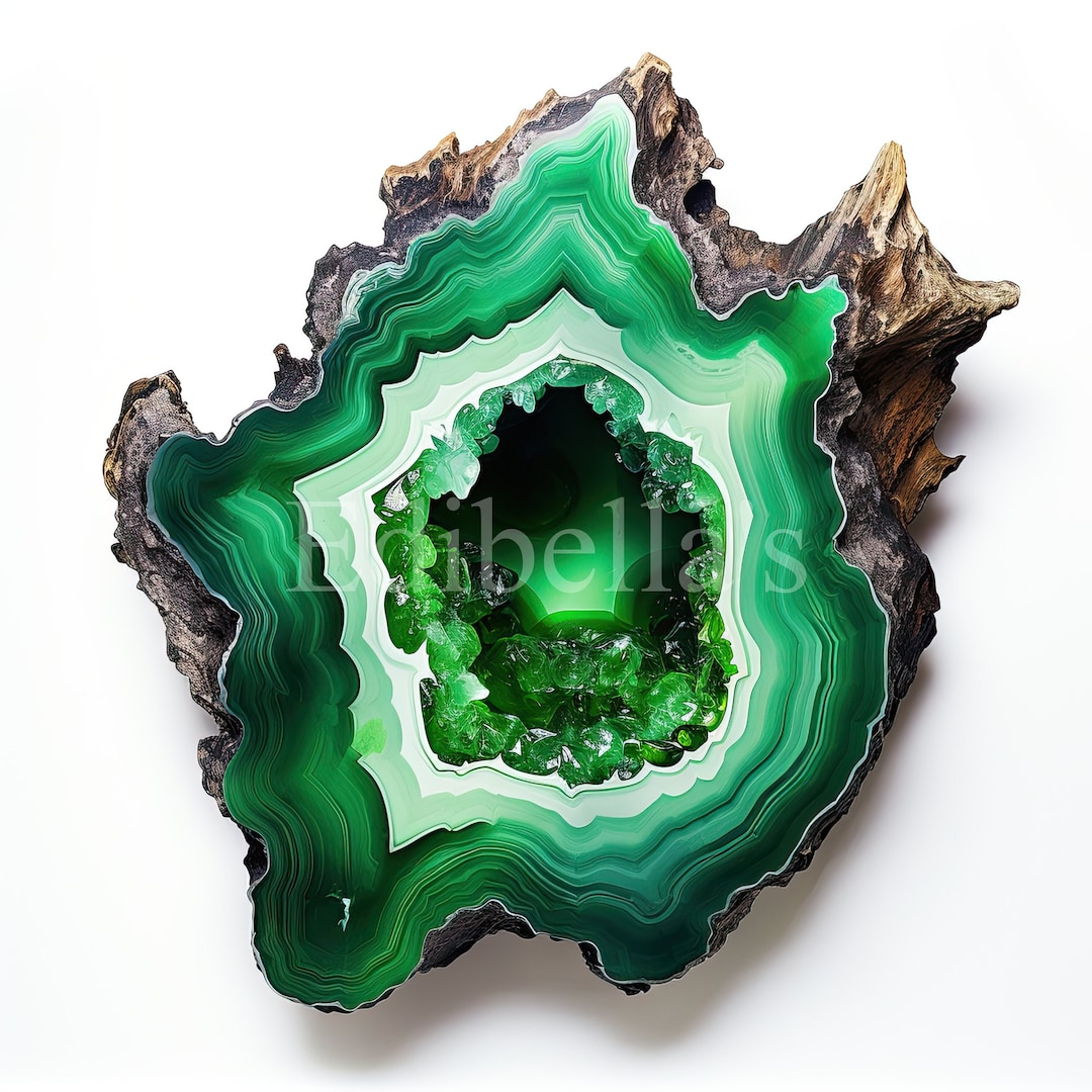 Green Geode | Set of 10 | Clipart Bundle | 300 DPI Jpegs | 300 DPI ...