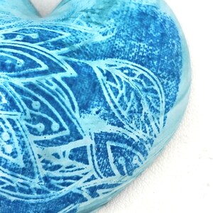 Blue Puffy Heart With a Darker Blue Stamped Design - Etsy