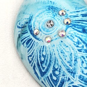 Blue Puffy Heart With a Darker Blue Stamped Design - Etsy