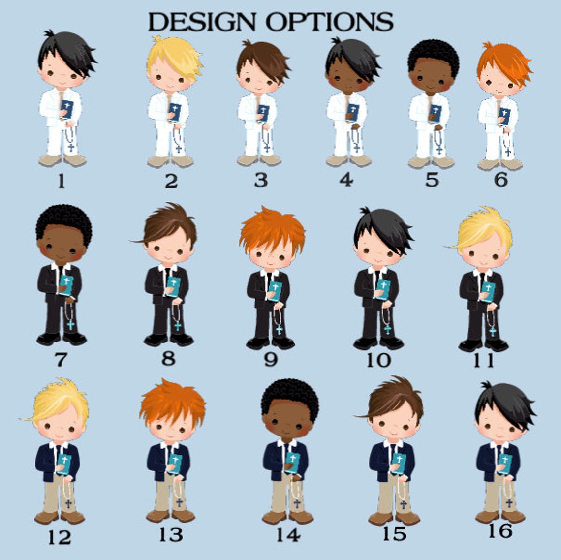 Boy's First Holy Communion Favor Stickers, Blue Floral Theme Labels - Etsy