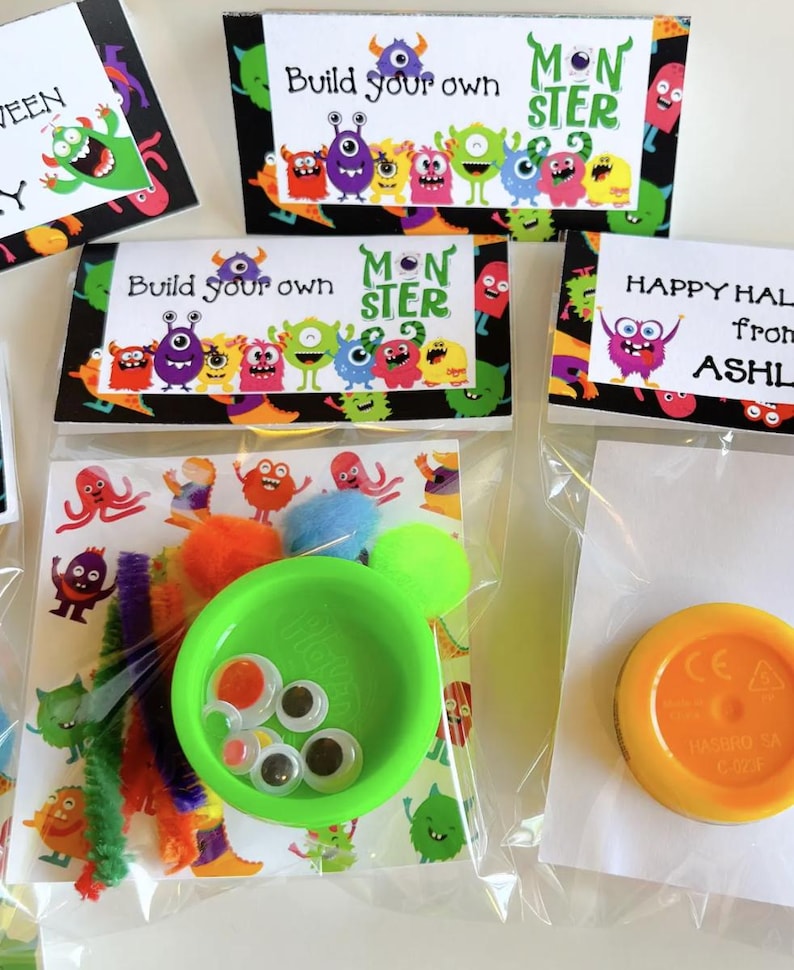 Printed Build Your Own Monster Tags,play-doh Bags Kits,halloween ...