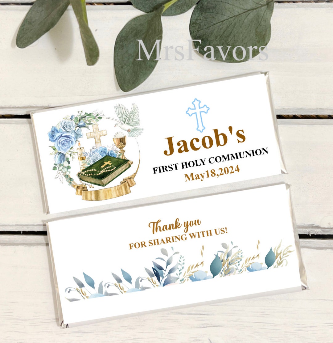 Set of 12 Hershey's Chocolate Bars,boys First Communion Favor,chocolate ...