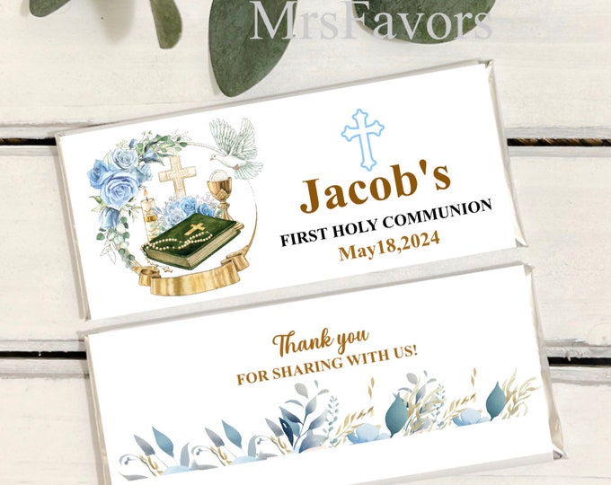 Set of 12 Hershey's Chocolate Bars,boys First Communion Favor,chocolate ...