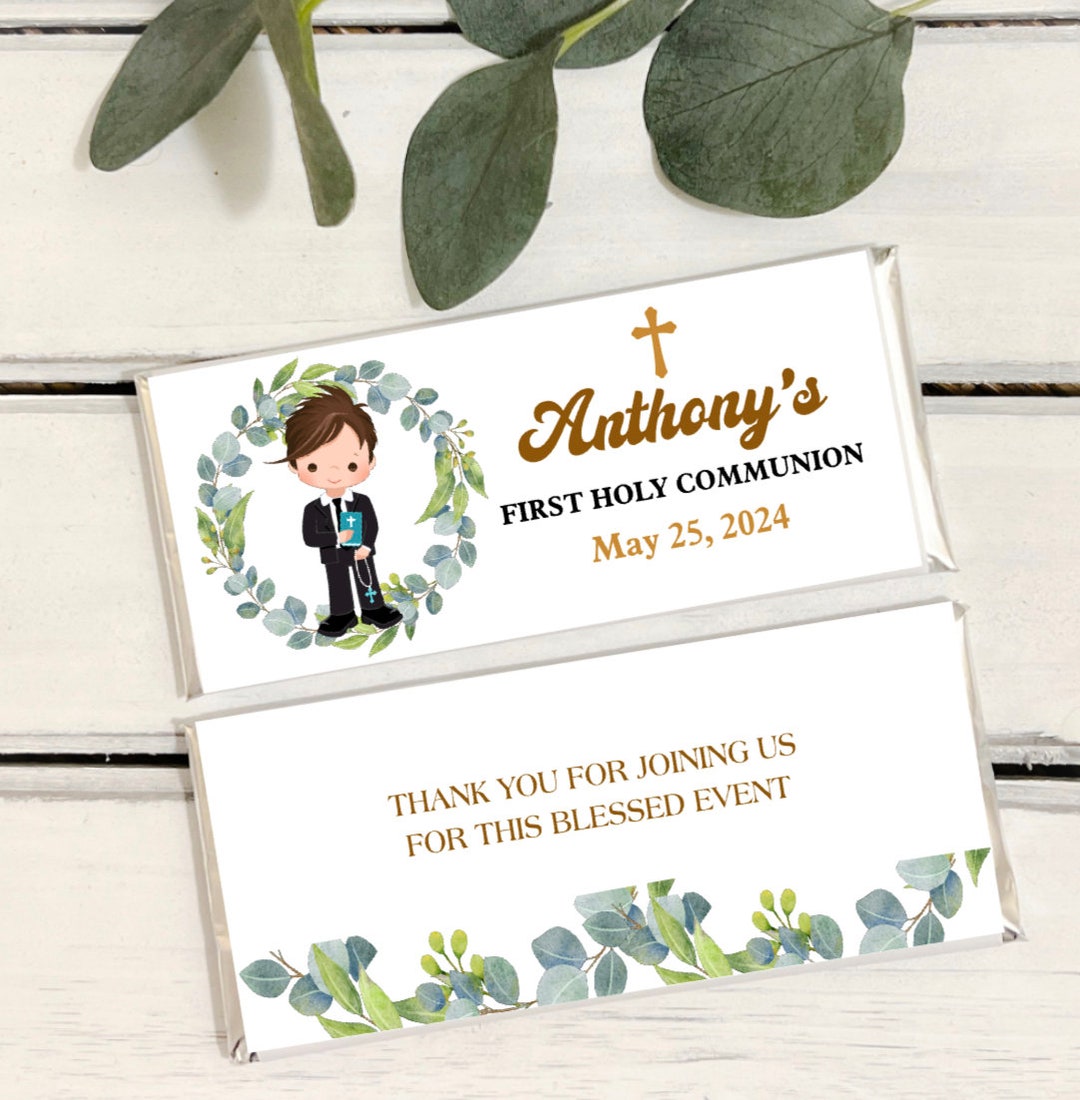 Set of 12 Hershey's Chocolate Bars,boys First Communion Favor,chocolate ...