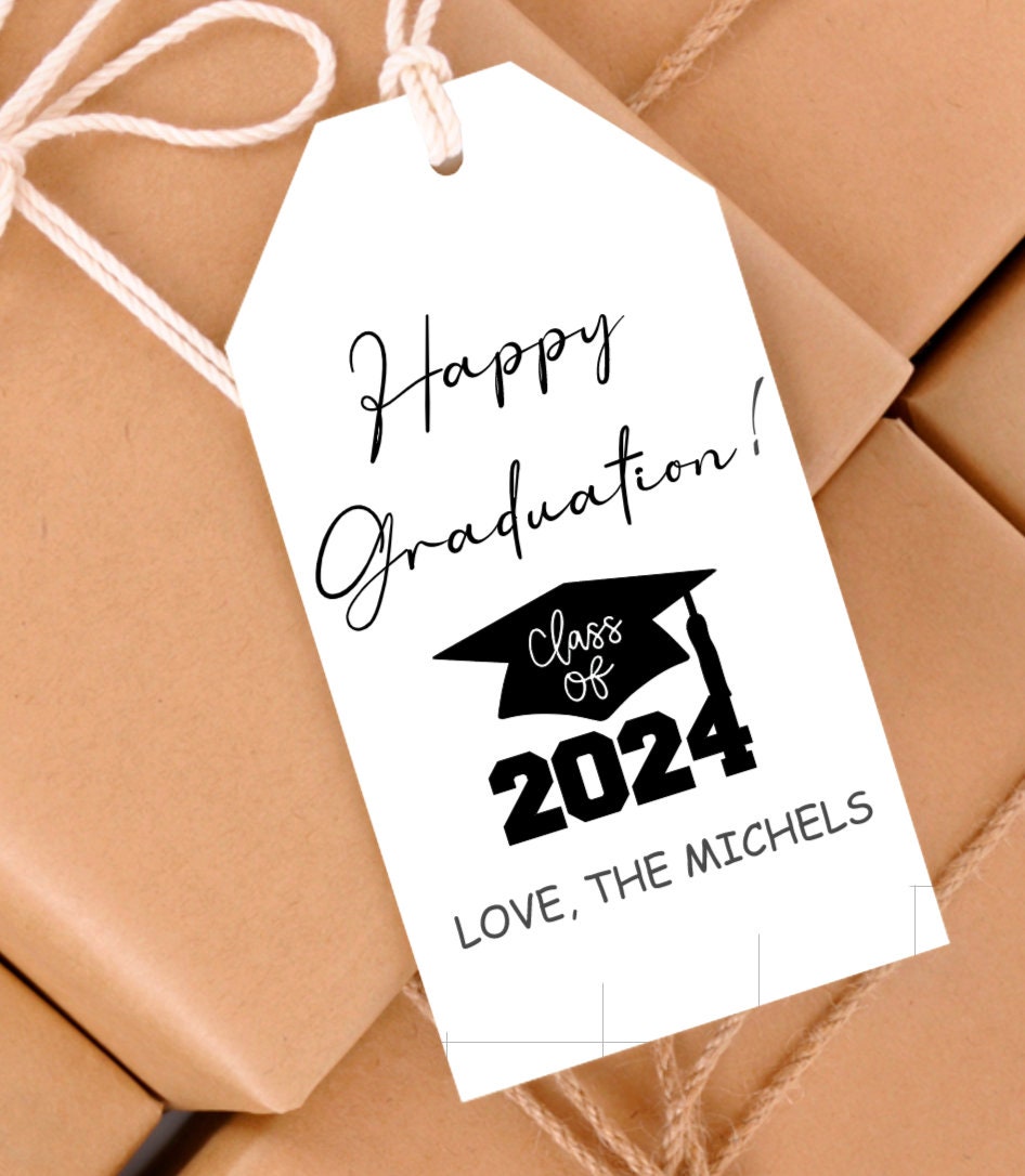 HAPPY GRADUATION Class of 2024 Gift Tag, Graduation Cap Treat Gift Tag ...