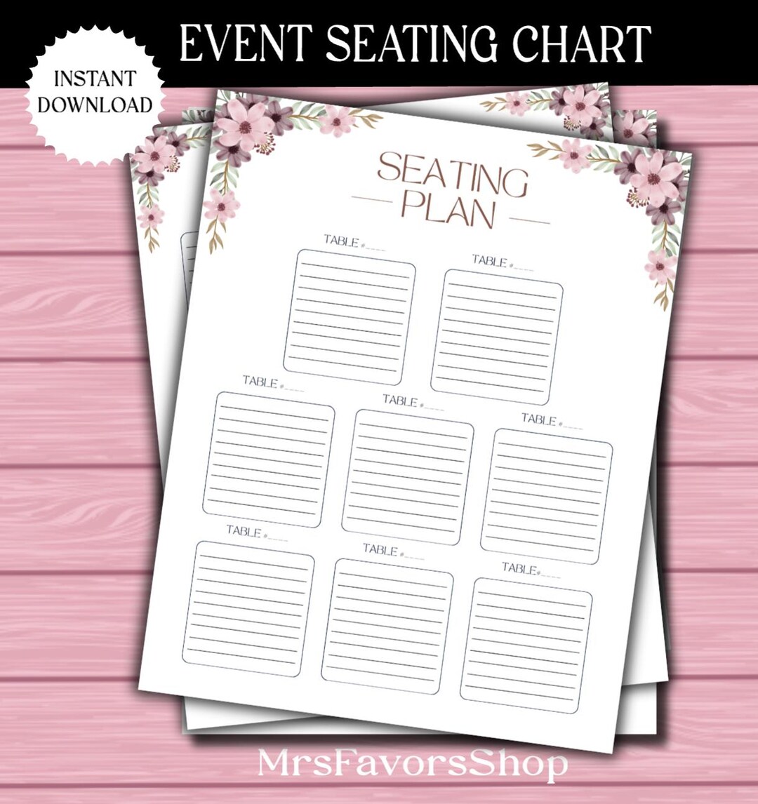 Table Seating Chart, Table Dinner Party Planner, Wedding Seating Plan ...