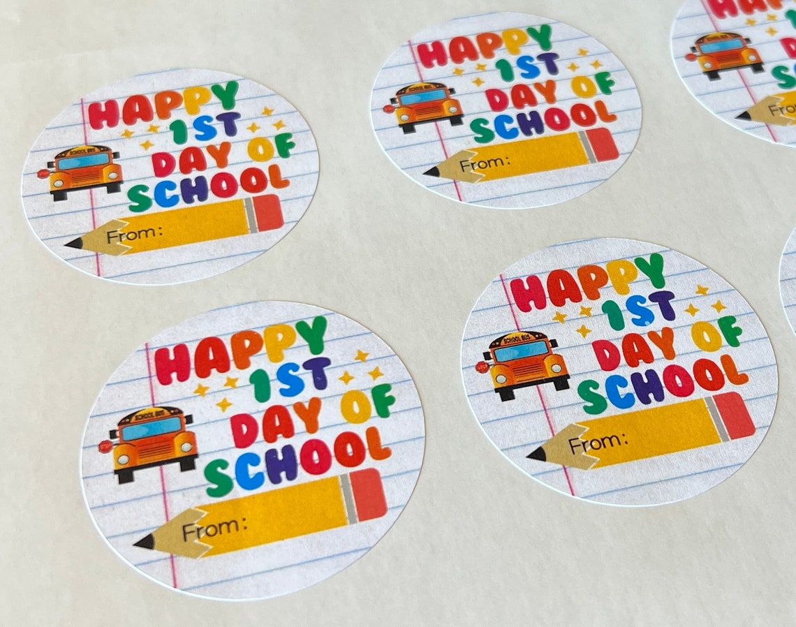 Happy First Day of School Stickers, Back to School Stickers, Back to ...
