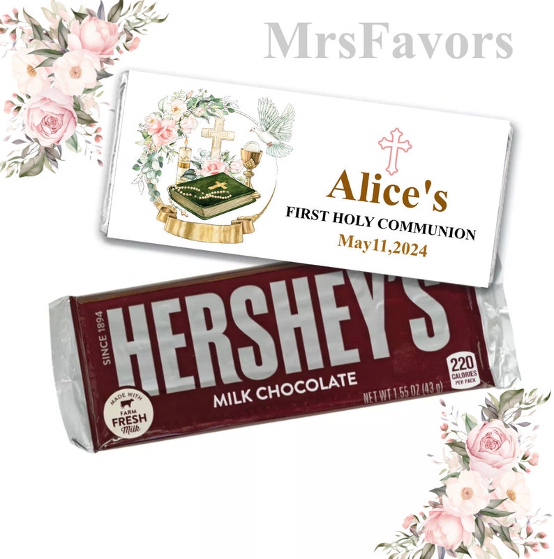 Set of 12 Hershey's Chocolate Bars,girls First Communion Favor ...