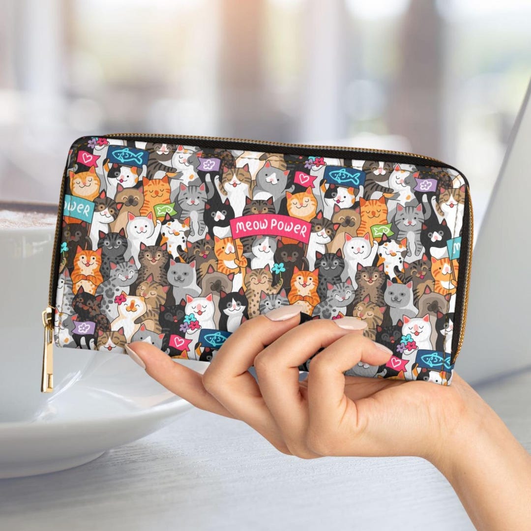 Cute Cat Wallet for Women and Cat Lovers, Ladies Wallet Made of Vegan ...
