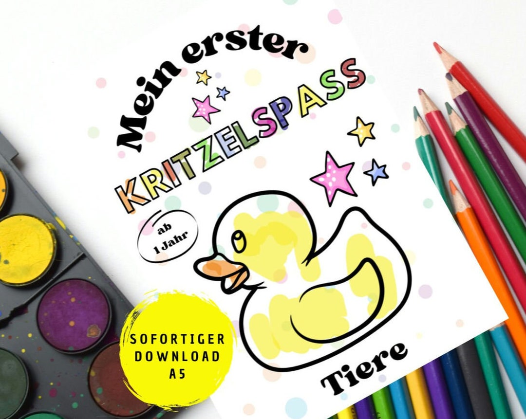 Kritzelspass TIERE, Ausmalbilder, Kinder ab 1 Jahr, Malbuch, PDF-Datei ...