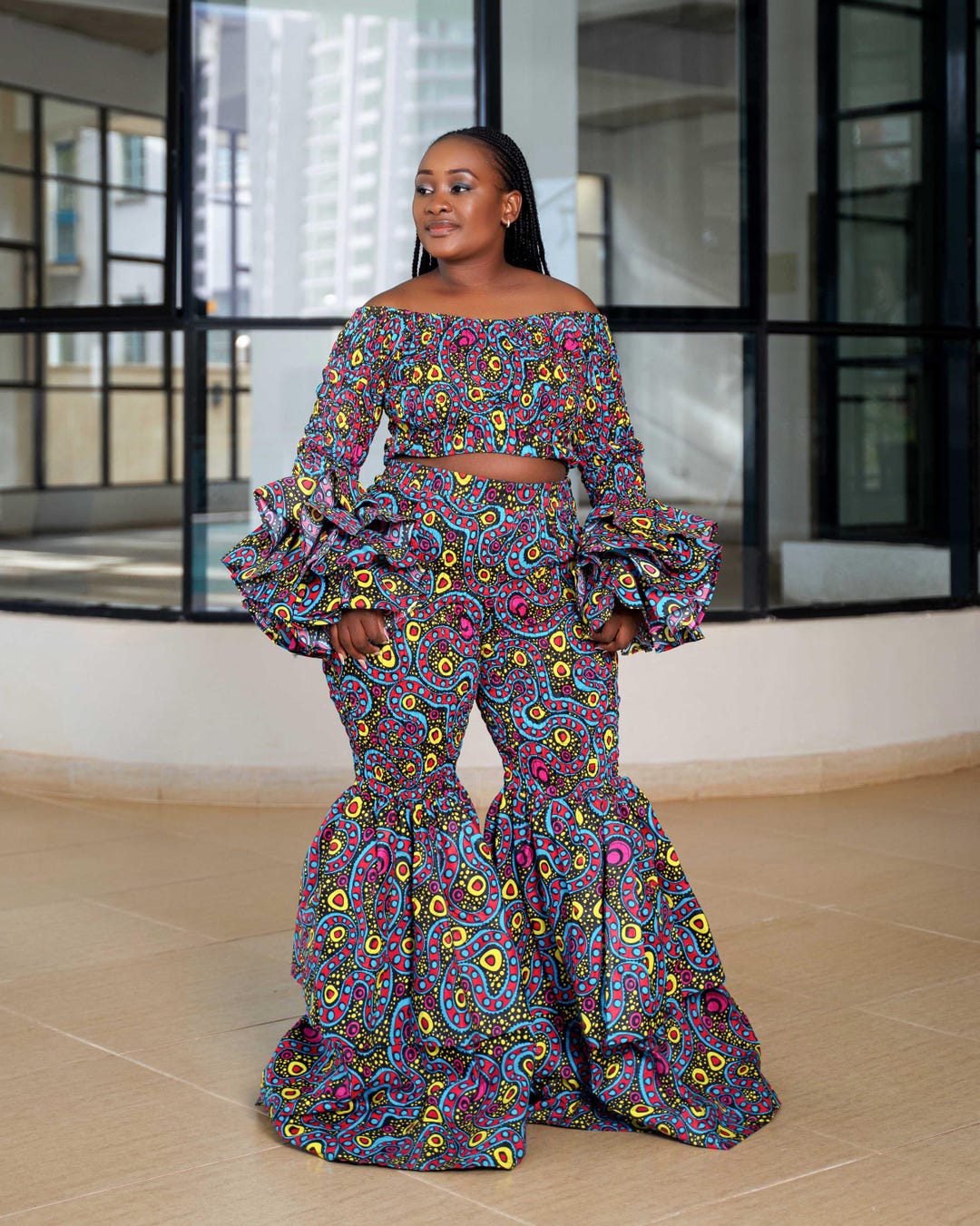 African Print Crop Top: Ankara Blouse With Dramatic Sleeves - Etsy