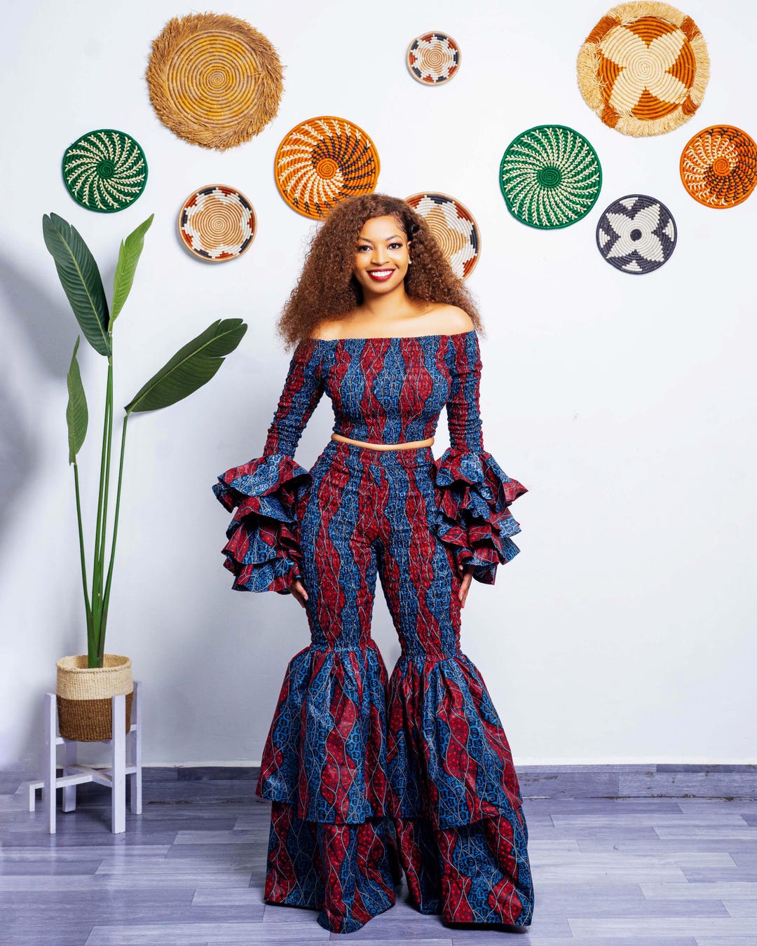 African Print Crop Top, Ankara Blouse, Dramatic Sleeves - Etsy