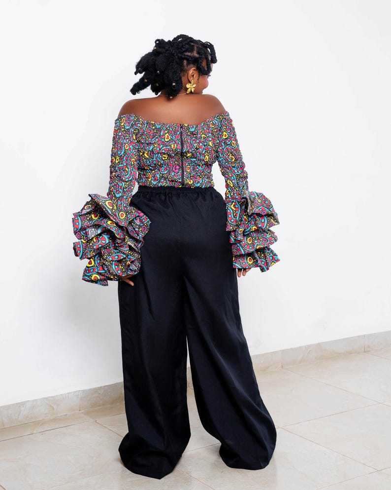 African Print Crop Top: Ankara Blouse With Dramatic Sleeves - Etsy