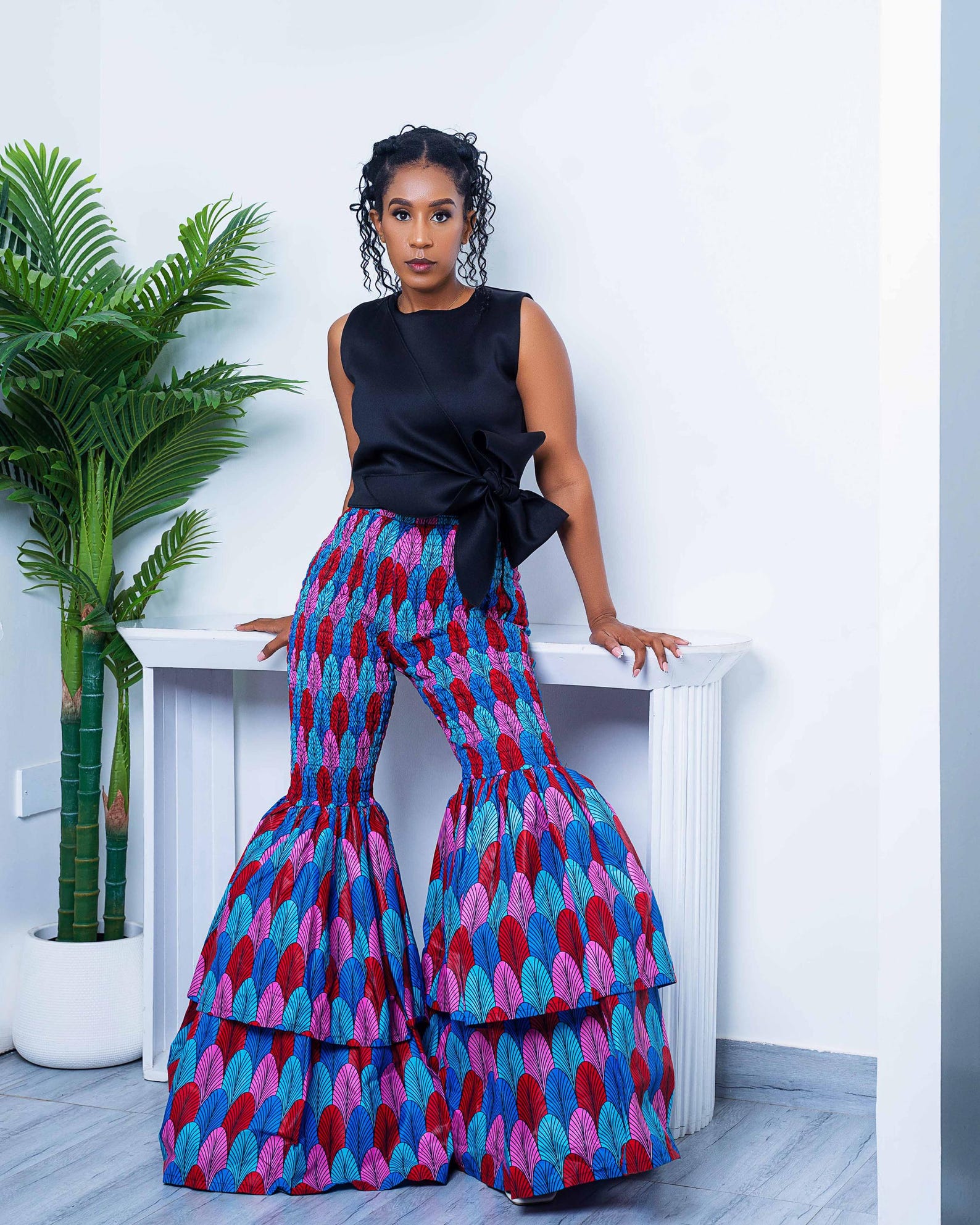 African Print Stretchy Flare Legs Pants, Ankara High-waisted Bell ...