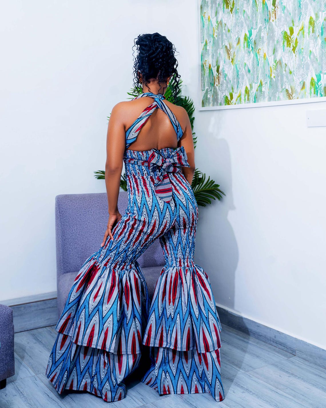 African Print Stretchy Jumpsuit, Ankara Smocked Jumpsuit, African Print ...