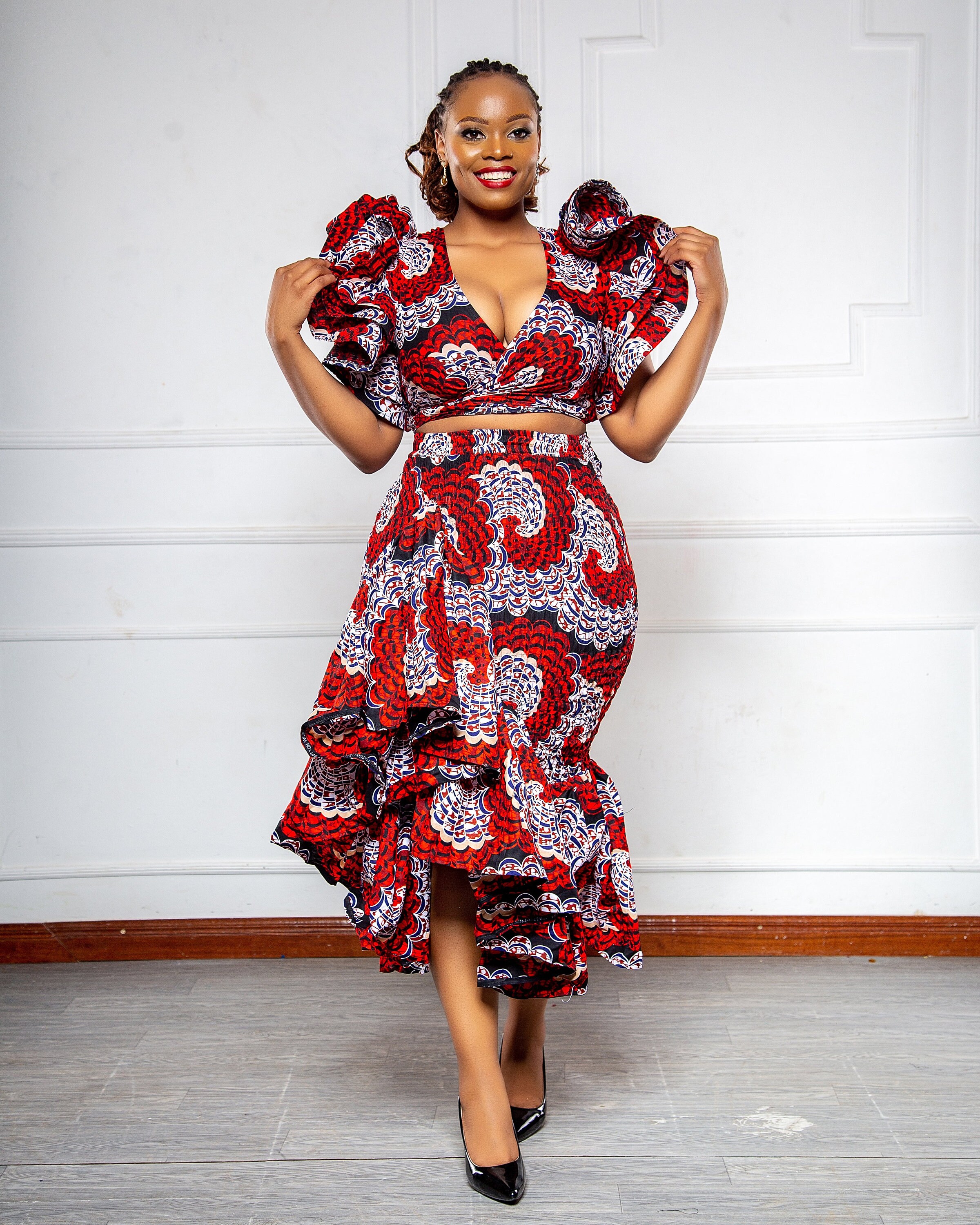 Dali Shirred African Print Ruffled Crop Top With Matching Skirt - Etsy