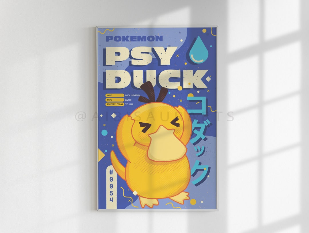 Psyduck Pokemon Poster Pokemon Wall Art Psyduck Art Physical Art Print ...