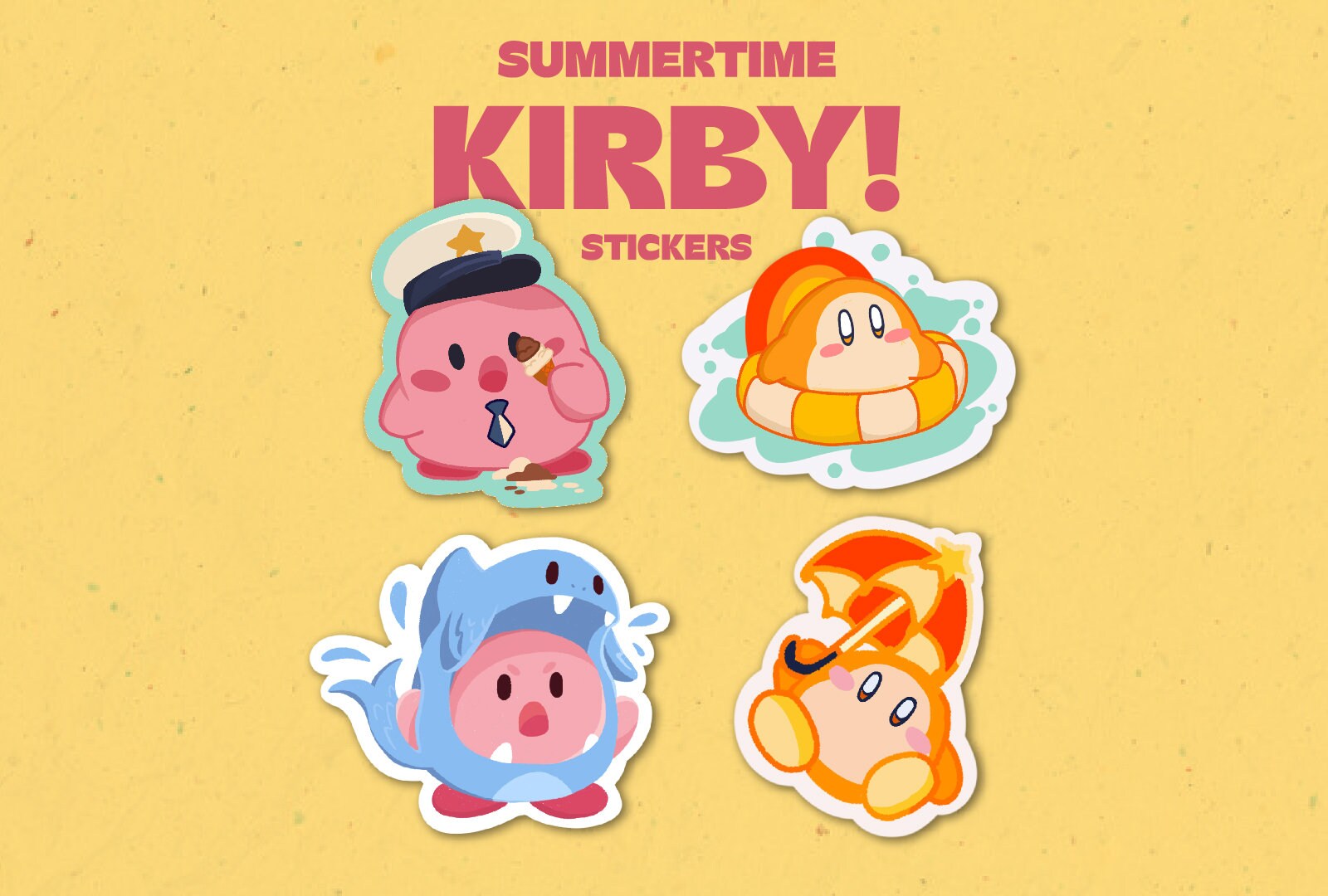 Kirby Summer Time Sticker Waddle Dee and Kirby Summer Waterproof Stickers - Etsy