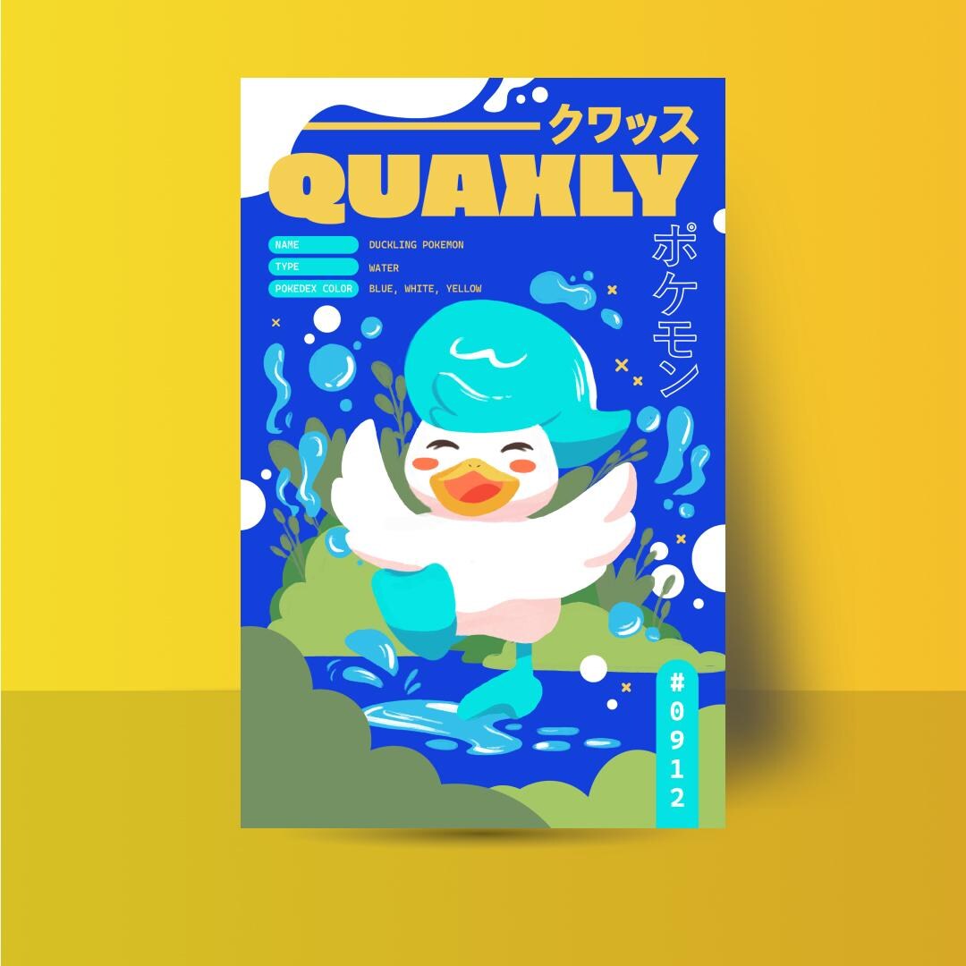 Quaxly Poster | Cute Pokémon Wall Poster | Anime Print - Etsy