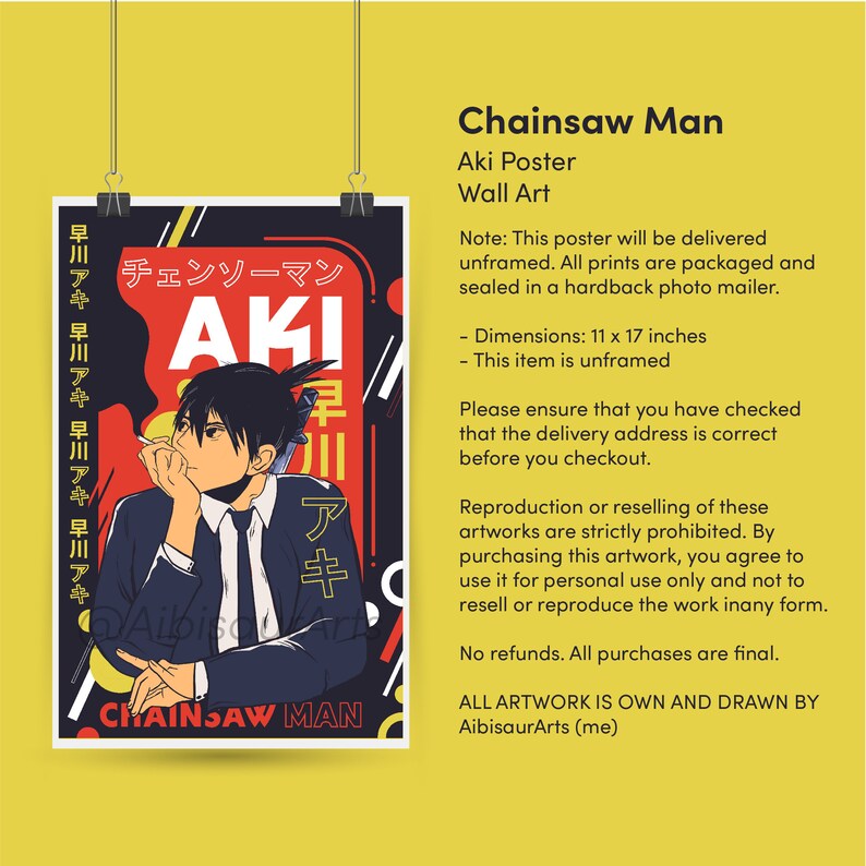 Chainsaw Man Poster Aki Power & Denji Art Print Physical Print 11x17 ...