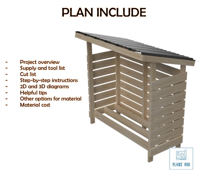 Firewood Shed Plan W 73-1/2" X H 72" X D 29" DIY Digital Plan PDF - Etsy
