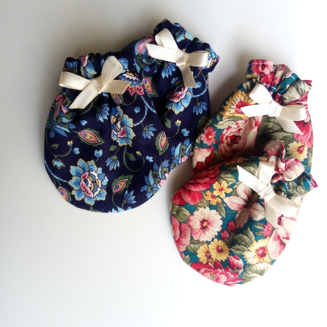 Newborn Scratch Mittens Two Pack Vintage Florals - Etsy