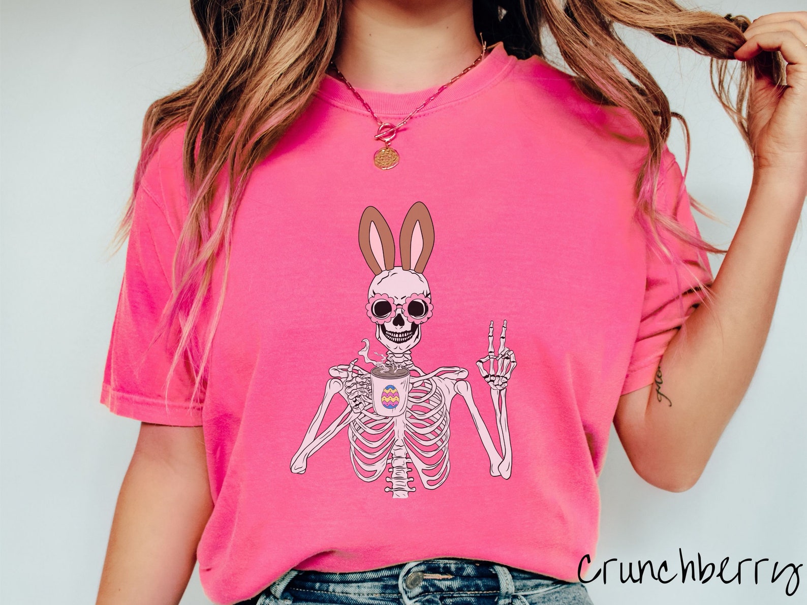 The Spunky Easter Skeleton With Coffee Comfort Colors Shirt, Gift This ...