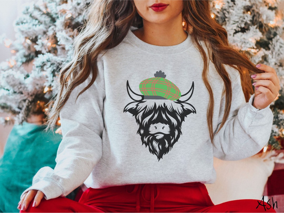 Christmas Highlander Cow Sweatshirt, Cozy Christmas Sweater, Cow Shirt ...