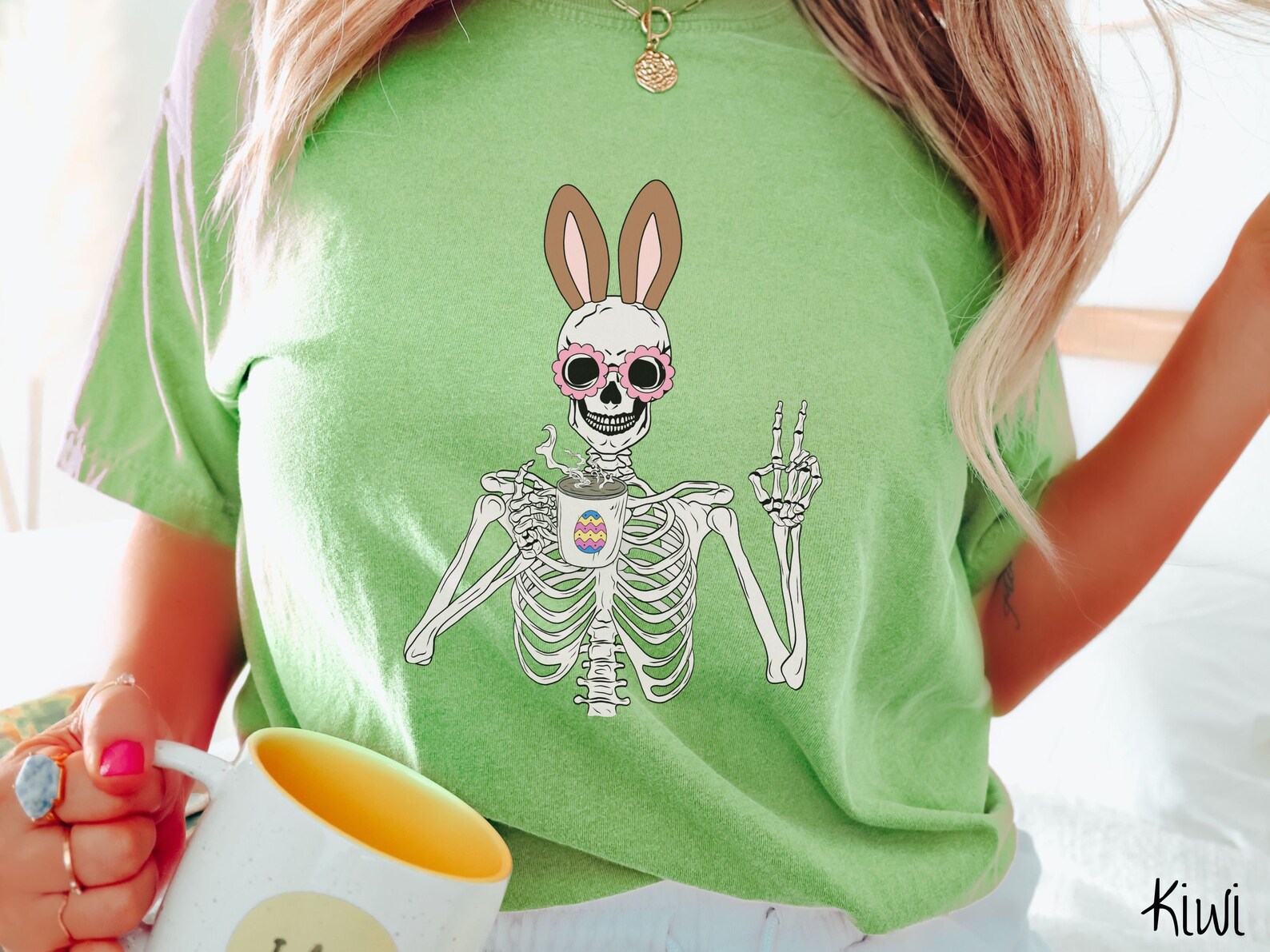 The Spunky Easter Skeleton With Coffee Comfort Colors Shirt, Gift This ...