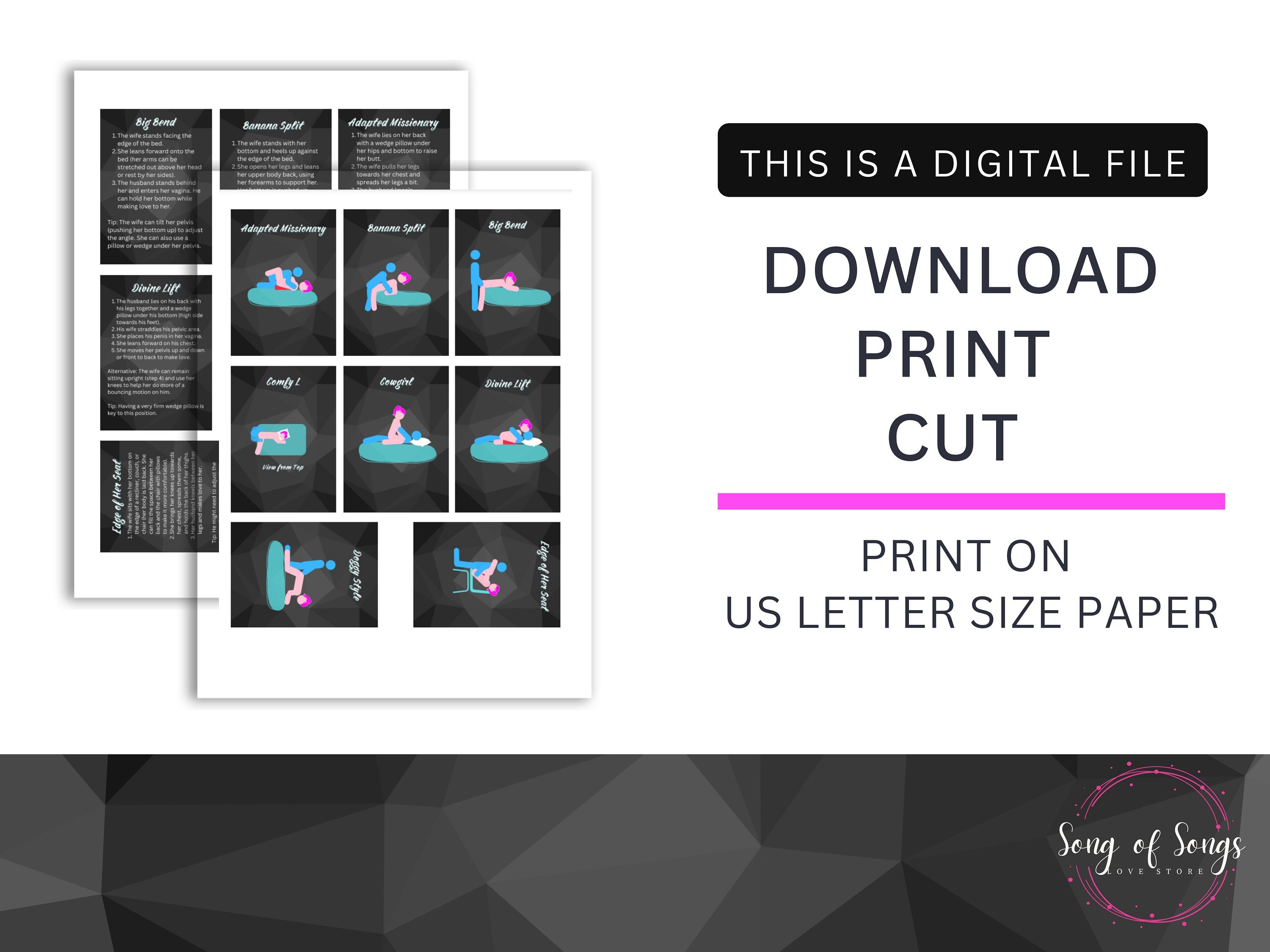 Printable Sex Position Cards For Couples Foreplay Game And Sex Game