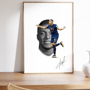 Kylian Mbappe Poster Mbappe Wall Art Football Poster Mbappe Football ...