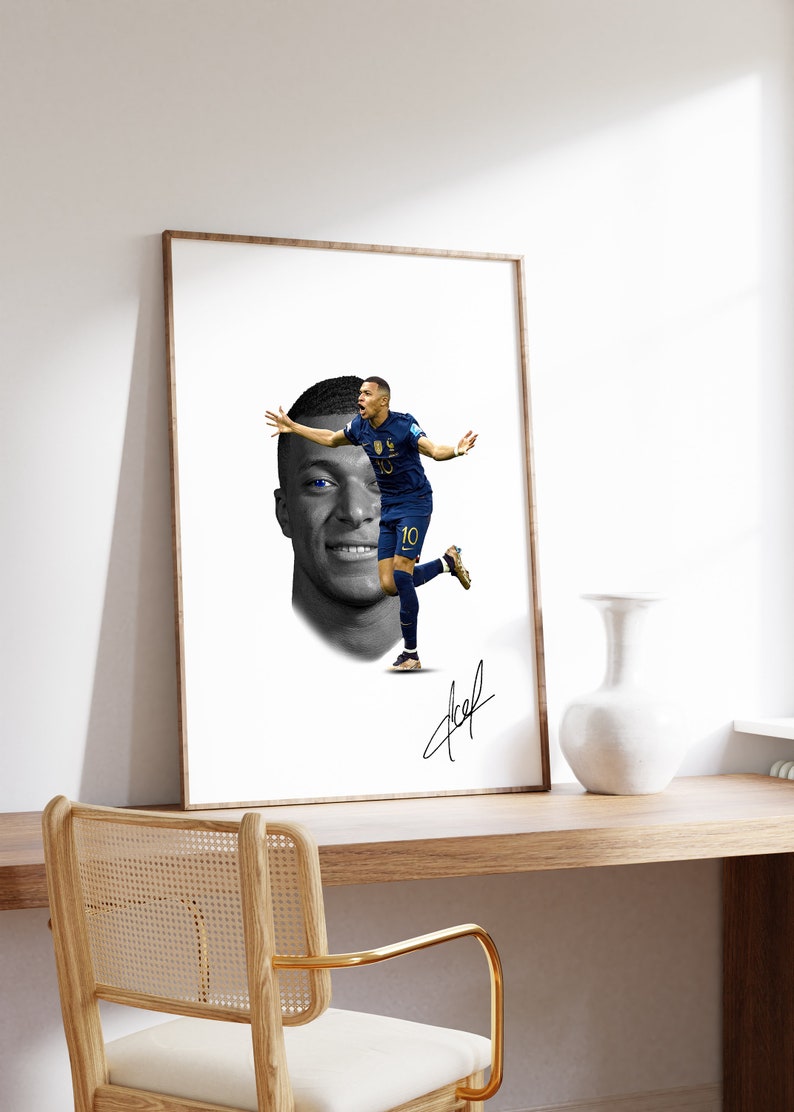 Kylian Mbappe Poster Mbappe Wall Art Football Poster Mbappe Football ...