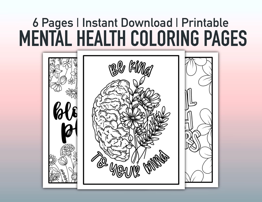 Coloriages sur la santé mentale Pages d'art thérapeutique Feuilles pour ...