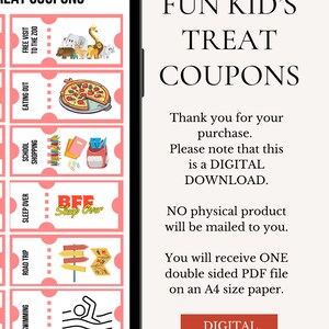 12 Fun Kids Coupons, Reward Vouchers for Kids, Behaviour Treat, Coupon ...