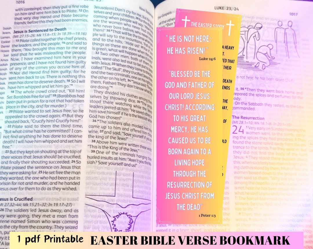1 Easter Bible Verse Bookmark, Biblical Bookmarks, Individual Bookmarks ...