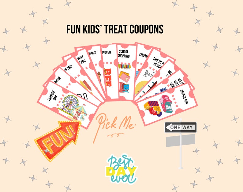 12 Fun Kids Coupons, Reward Vouchers for Kids, Behaviour Treat, Coupon ...