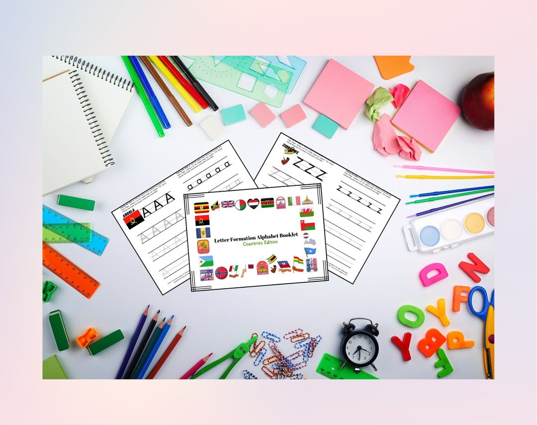Countries Alphabet 26 ABC Letter Tracing Booklet, Printable Pre-school ...